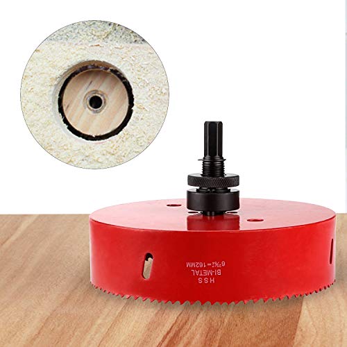 6-3/8 Inch Hole Saw with Heavy Duty Arbor - 38mm Cutting Depth HSS Bi-Metal Hole Cutter for Can Light Recessed Light, Smoothly Cutting in Wood, Plastic, Drywall and Metal Sheet