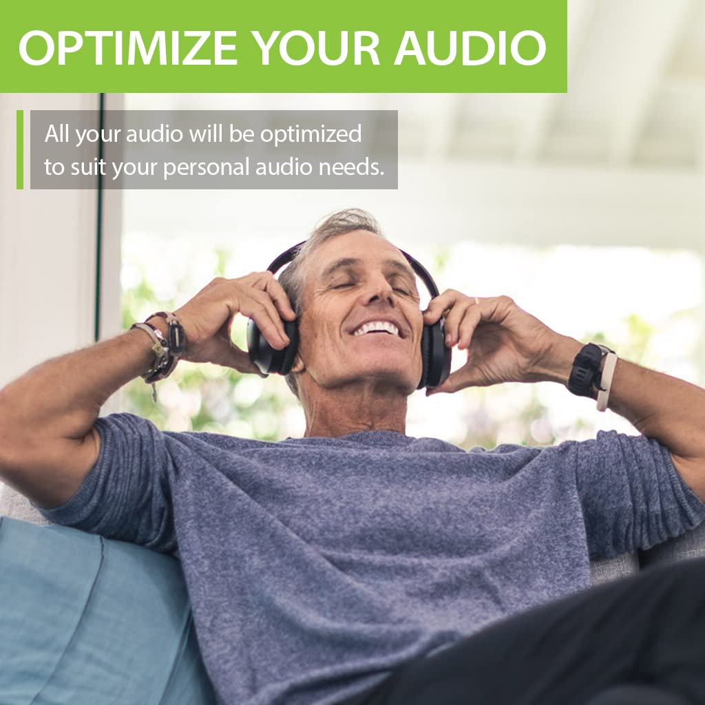 Avantree Aria Me - Bluetooth Headphones with Personal Hearing Profile, Ideal for Seniors & Hard of Hearing, Left/Right Ear Tunatble, Perfect for Wireless TV Watching with Charging Stand