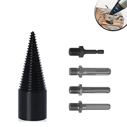 AAJDHE Firewood Drill Bit Wood Splitter,4PCS Firewood Splitter,Firewood Kindling Splitter Duty Drill Screw Cone Driver for Hand Drill Stick-hex+Square+Round (32mm)