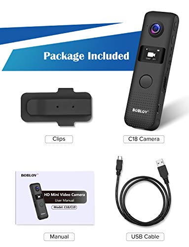 BOBLOV C18 WiFi Small Body Camera, 32GB Outdoor Mini Camera, 1296P Mini Body Worn Camera with OLED Screen, 3.5 Hours 1080P Recording Support WiFi, One Big Button for Recording (Built-in 32G)