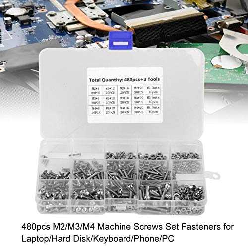 Screw 480Pcs M2/M3/M4 Stainless Steel Screw Machine Screws & Bolts for Laptop/Phone/PC/Hard Disk/Keyboard Fasteners tornillos