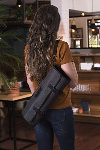 Asaya Chef Knife Roll Bag - 20 Total Pockets for Knives and Kitchen Utensils - Made with Stain Resistant Waxed Nylon - For Chefs and Culinary Students - Knives Not Included(Black)