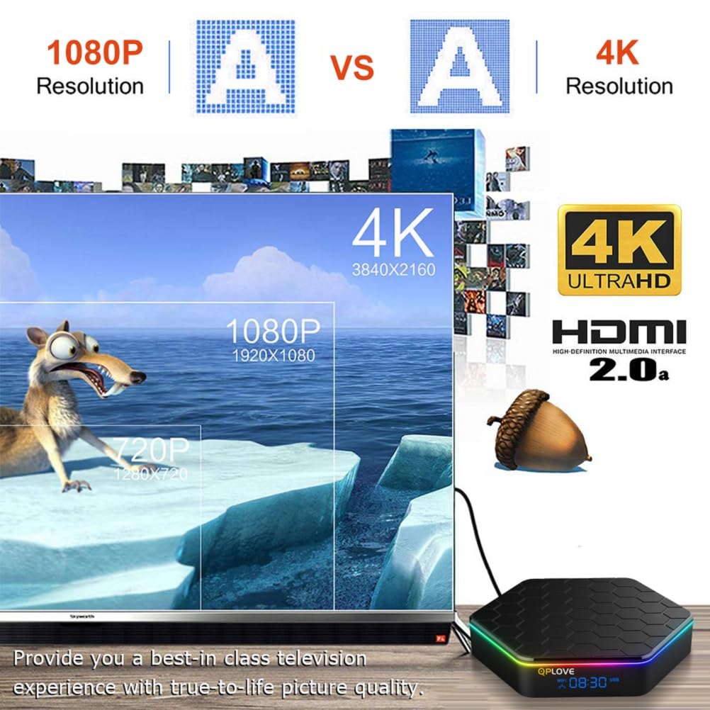 Android TV Box 12.0 4GB RAM 64GB ROM H618 Quad-Core Cortex-A53 CPU Mali-G31 MP2 Android Box 3D 6K TV Box Support WiFi6 2.4Ghz/5.0Ghz Dual Band WiFi BT5.0 Set-top Box
