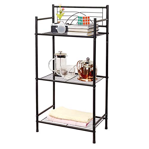L&H UNICO 3-Tier Free Standing Wire Rack Durable Metal Shelving Storage Unit for Bathroom Laundry Kitchen Office, Black