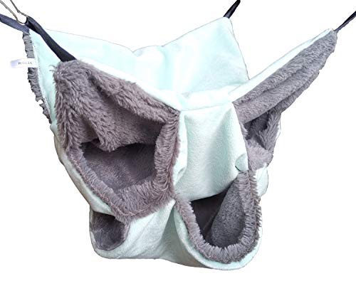 Vedem Small Animals Warm Plush Triple Bunkbed Cage Hanging Hammock Bed Hideout for Sugar Glider Ferret Squirrel (Mint)