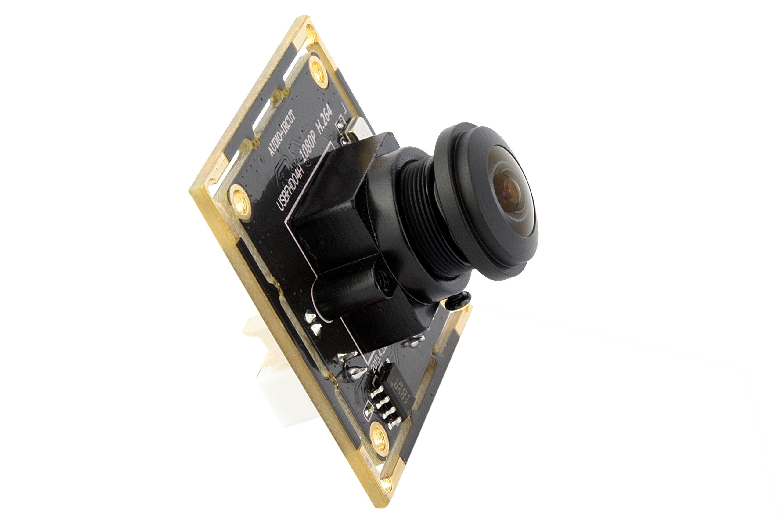ELP 180degree Fisheye Raspberry Pi 1080P H.264 Microphone PC Web USB Security Camera for Laptop Wide Angle Mini UVC USB2.0 Video Audio Webcam Board 2MP CMOS AR0330 Lightburn Laser Camera for Computer