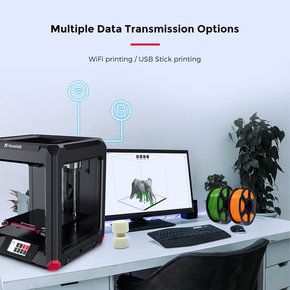 Voxelab Aries 3D Pinter, Dual Z-axis Rails & Fully Assembled Semi-auto Leveling FDM Printer with Filament Sensor, Carborundum Glass Platform, Printing Size 200 x200 x 200 mm
