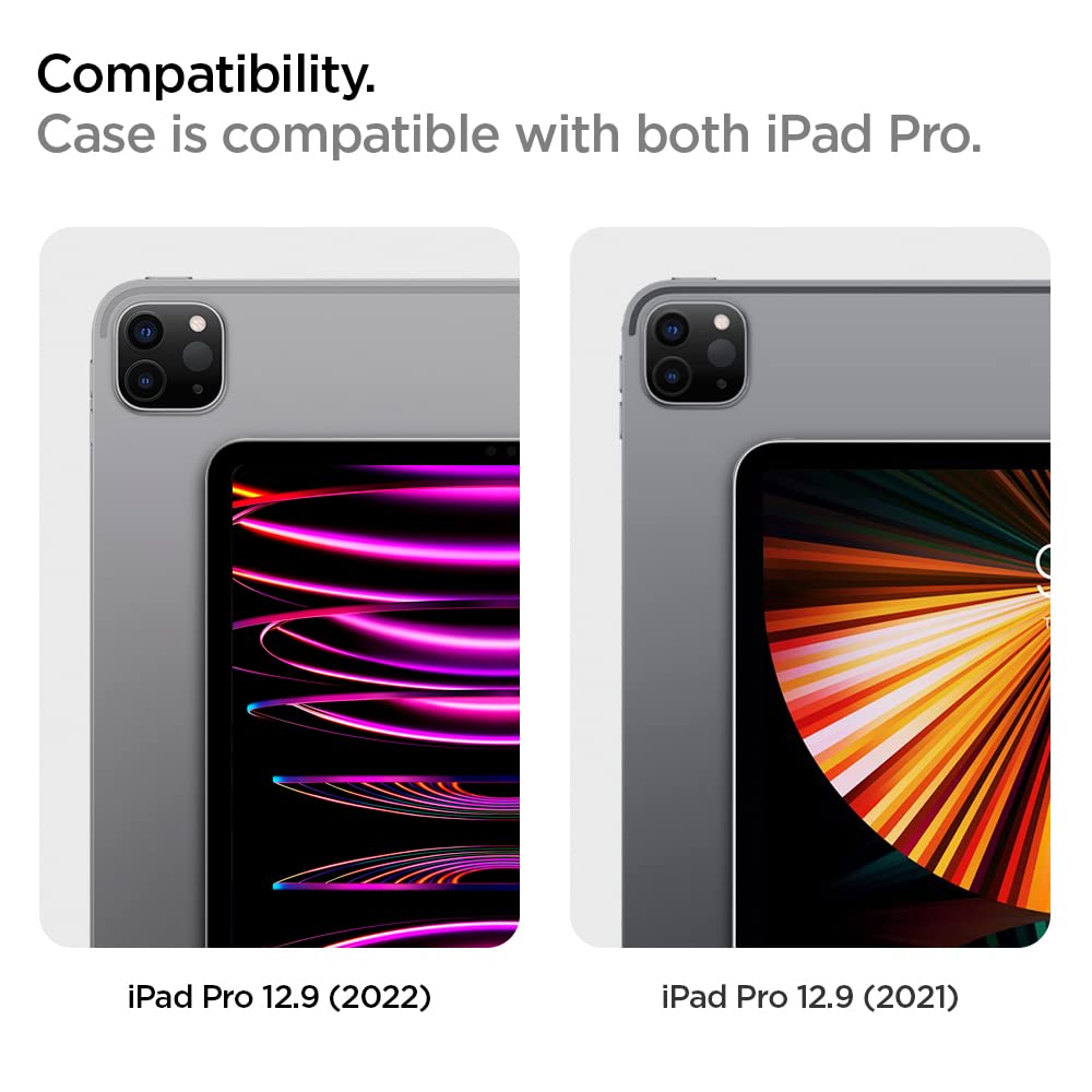 Spigen Ultra Hybrid Pro Designed for iPad Pro 12.9 inch Case M2 6th Generation (2022) / 5th Generation (2021) with Clear Transparent Back and Pencil Holder - Black
