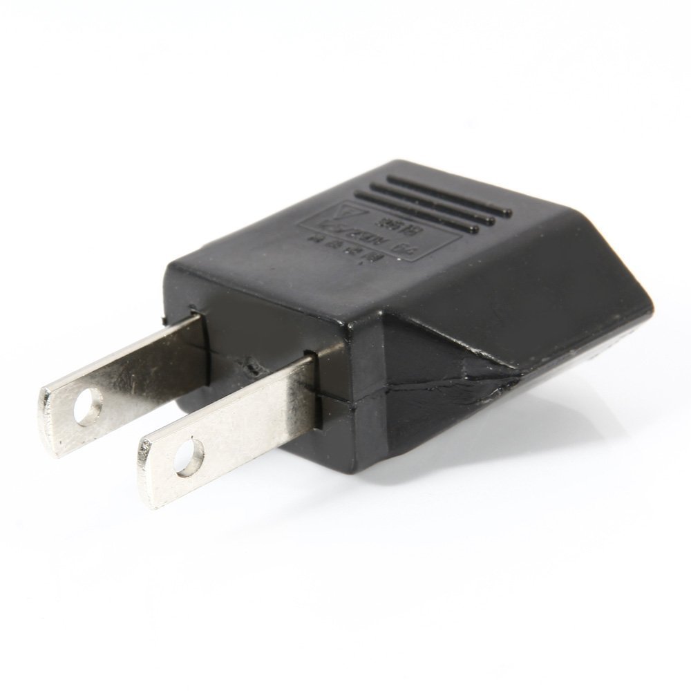 ANRANK E-U1009618AK EU Europe to US USA Travel Power Plug Adapter Converter (Black, 2-Pack)