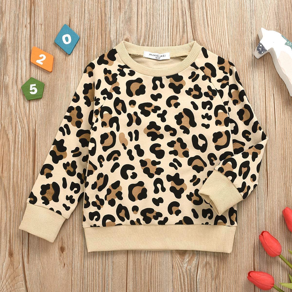 BOEBNOZCV Toddler Baby Girls Boy Leopard Print Sweater Long Sleeve Pullover Tops Blouse Sweatshirt Autumn Clothes (Leopard,5-6T)