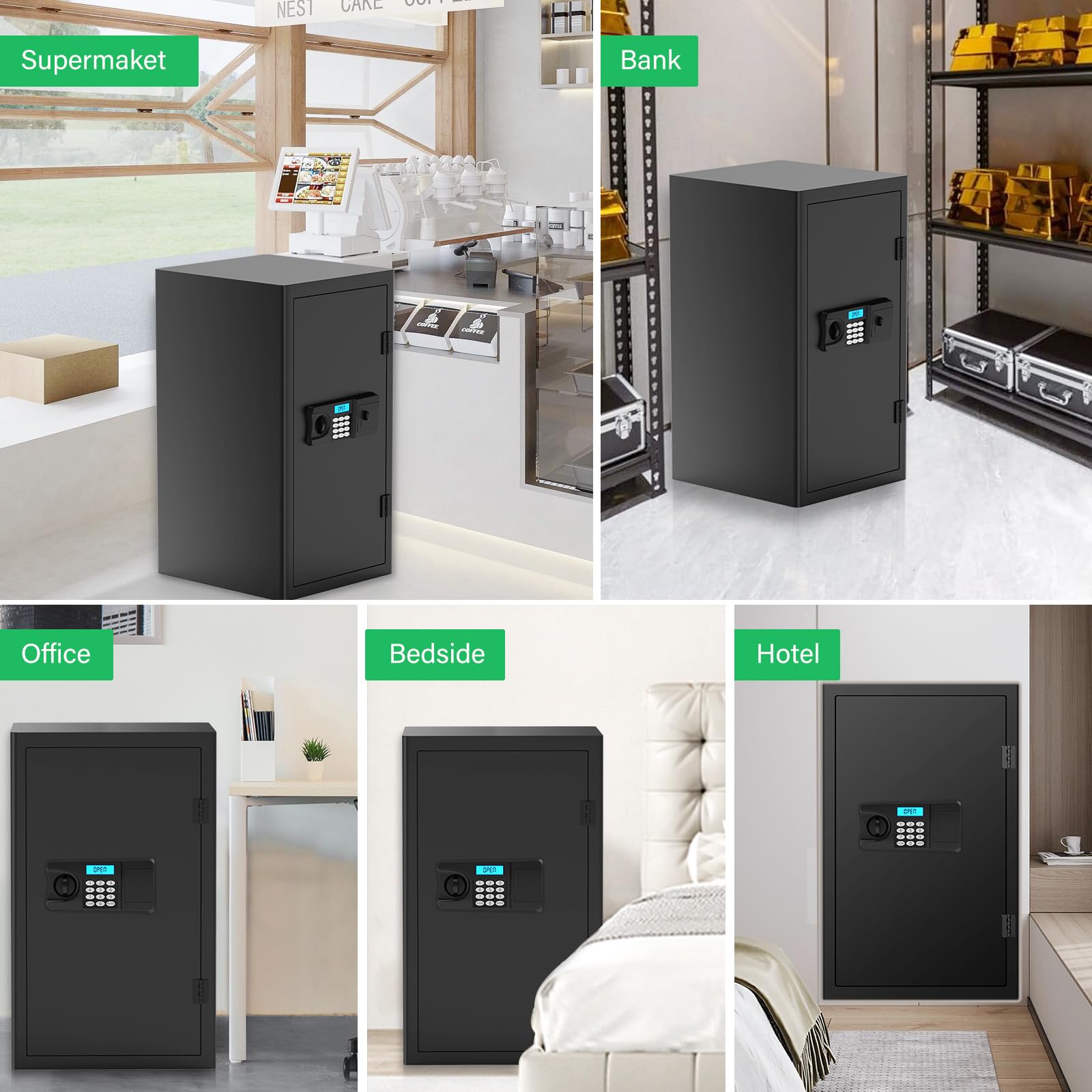 6.0 Cubic Large Home Safes Water and Fireproof, Anti-theft Document Safe Box with Removable Drawer & Shelf, Digital Fire Proof Safe for Home Money Jewelry Valuables