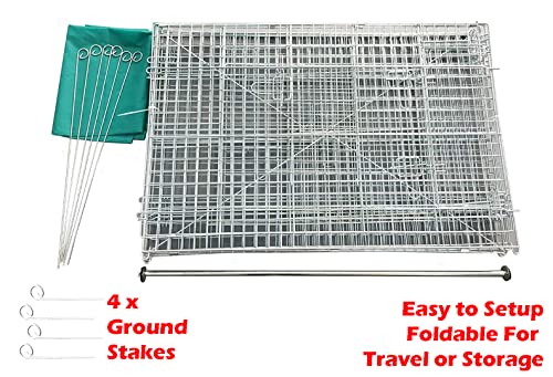 71" x 30" Galvanized Steel Foldable Outdoor Chicken Coop Run Metal Pet Hutch Enclosure Small Animal Playpen Waterproof Cover for Rabbits Chickens