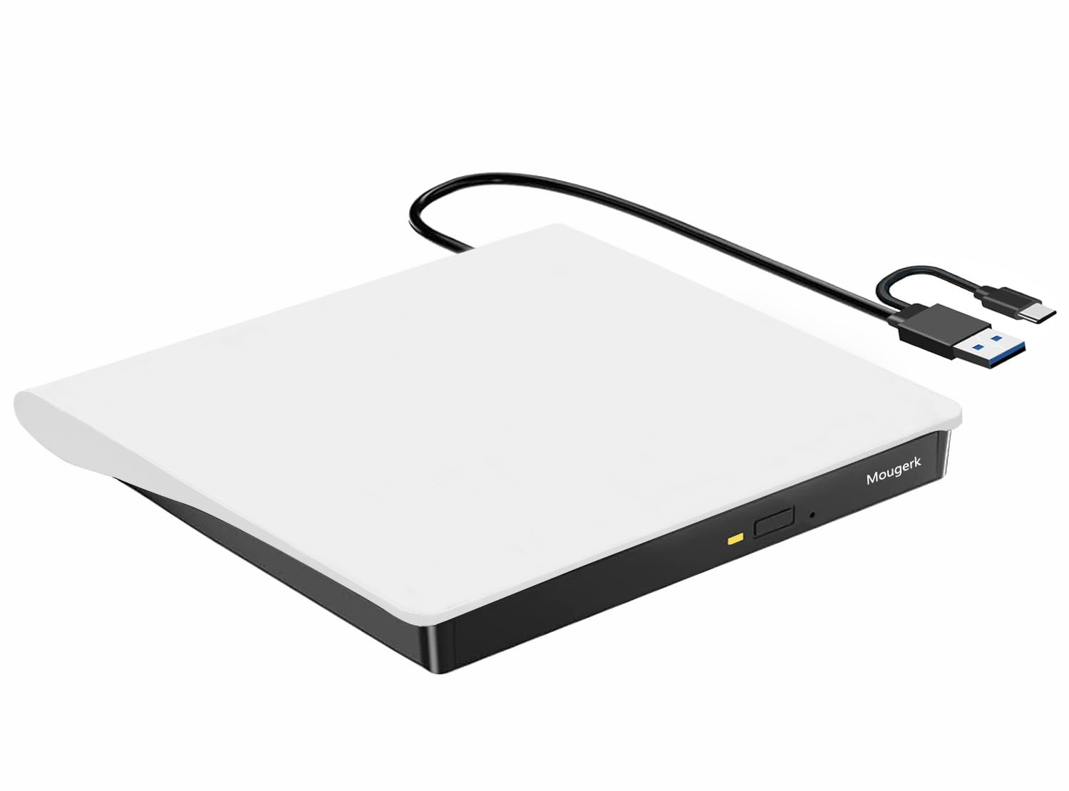 Mougerk External DVD Drive, Portable Type-C USB 3.0 DVD CD Drive Player DVD/CD +/-RW ROM Reader Rewriter Burner for Laptop MacBook Pro Desktops (White)