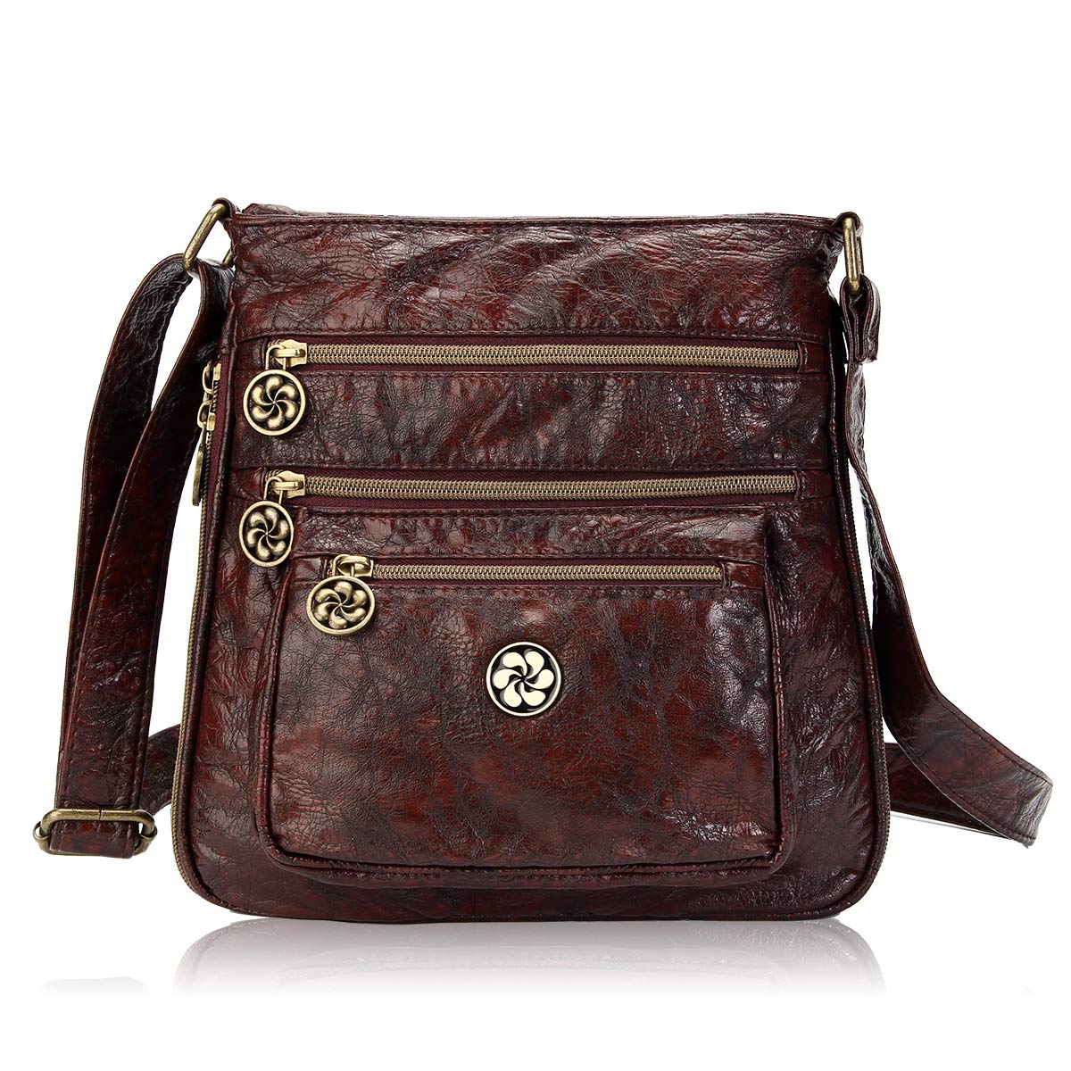 Angel Barcelo Crossover Purse and Handbags Crossbody Bags for Women,Ultra Soft Leather Neatpack Bag Shoulder Purses for Women Coffee