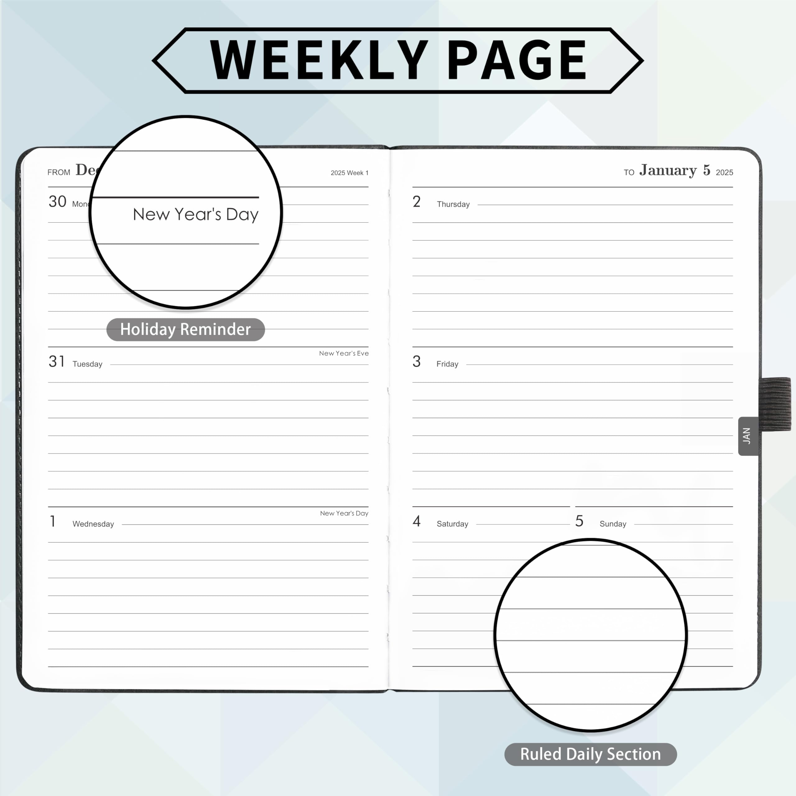 2024-2025 Planner - Planner 2024-2025, 2024-2025 Weekly Monthly Planner, July 2024 - June 2025, 5.7'' x 8.4'', Thick Paper, Leather Cover, Pen Holder, Back Pocket, Perfect Daily Organizer - Grey