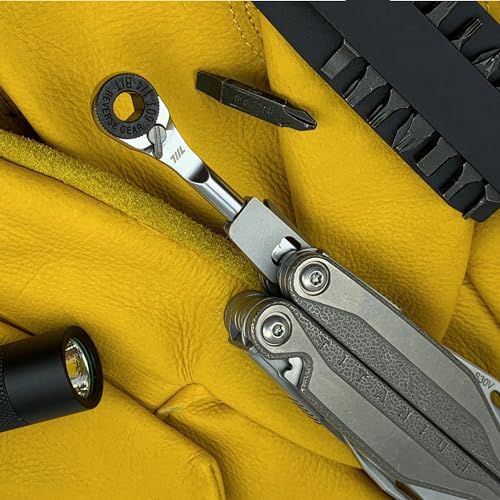 711L Flat End EDC Ratchet Wrench - Screwdriver Accessory Compatible with Multitools' Flat Bit Adapters (without key ring hole)