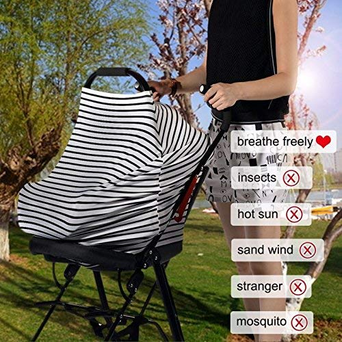 FoxSyth 5-in-1 Carseat Canopy & Nursing Cover, Stretchy & Ultra Soft Breastfeeding, Car seat & Stroller, Shopping Cart Covers for Mom