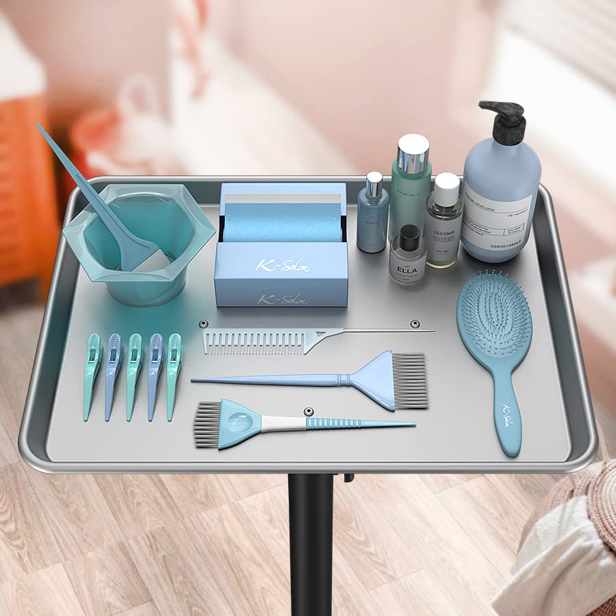 Premium Aluminum Instrument Salon Tray Tattoo Rolling Tray Station-Silver