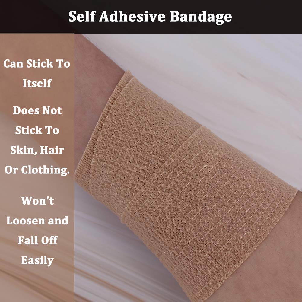 24 Pack Breathable Self Adherent Wrap, Athletic Elastic Non Woven Cohesive Bandage β for Sports, First Aid Medical, Wrist, Ankle Sprains, Swelling and Vet Wrap 2 Inch 5 Yards (Rainbow Color).