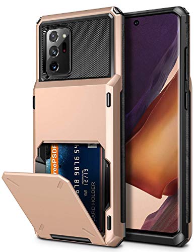 Vofolen for Galaxy Note 20 Ultra Case 5G Wallet 4-Card Flip Cover Credit Card Holder Slot Back Pocket Dual Layer Protective Hybrid Hard Shell Bumper Armor Case for Samsung Note 20 Ultra 6.9 Rose Gold