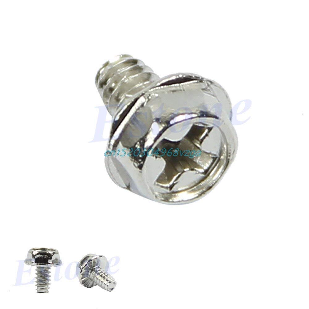 Screw Toothed Hex 6/32 Computer PC Case Hard Drive Motherboard Mounting Screws 100pcs O24