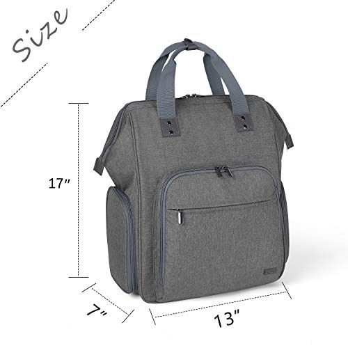 LUXJA Breast Pump Bag with Compartments for Cooler Bag and Laptop, Breast Pump Backpack with Breastmilk Bottle Pockets (Fits Most Major Breast Pump, Suitable for Working Mothers), Gray