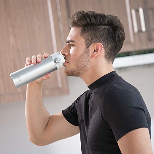 DILLER Vacuum Insulated Water Bottle,Stainless Steel Thermal Coffee Travel Mug BPA-Free Thermos FlaskĀ ,Keeps Cold 24H, Hot 12H,17 oz (blue)