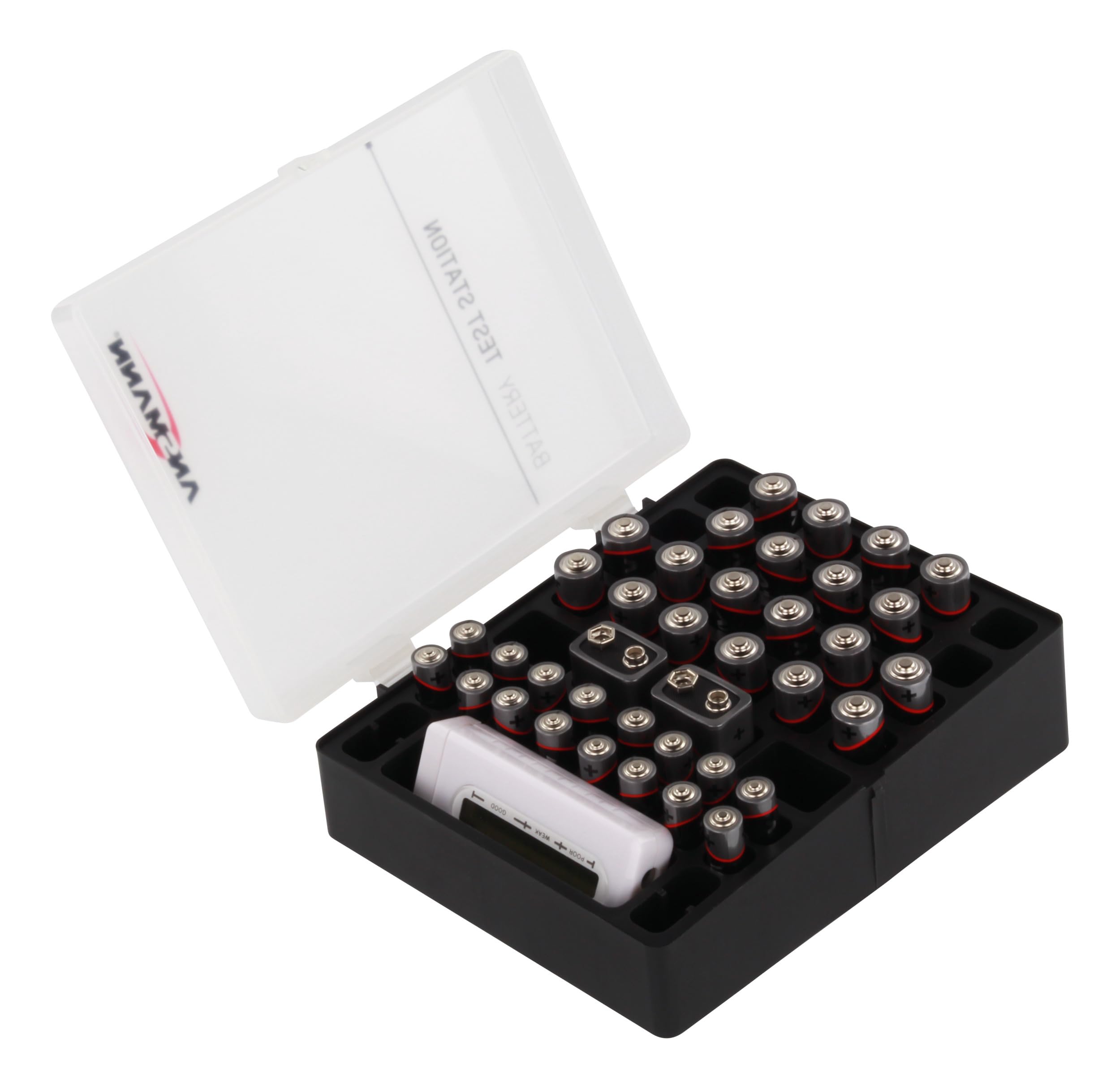 ANSMANN Premium Battery Box for up to 24x AA, 16x AAA and 4X 9V PP3 Block-Style Batteries or Rechargeable Batteries/Storage Box for Protection and Transportation