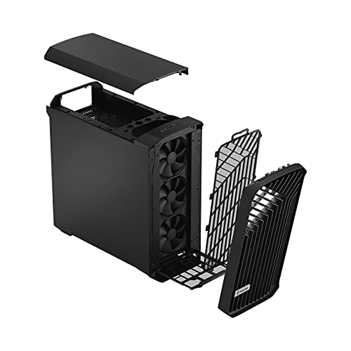 Fractal Design Torrent Black - Solid Side Panel - Open Grille for Maximum air Intake - Two 180mm PWM and Three 140mm Fans Included - Type C - ATX Airflow Mid Tower PC Gaming Case