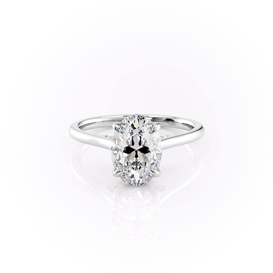 3 CT Oval Engagement Ring, Hidden Halo Moissanite Engagement Ring in 14K Yellow Gold, Ring Size - 6.5