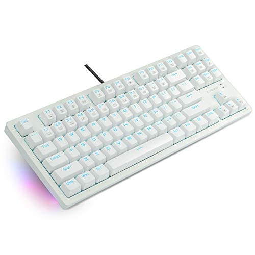 Xceahu 60% Mechanical Gaming Keyboard Rainbow Backlit 87 Key - E-YOOSO K620 Blue Switches TKL Keyboards, White