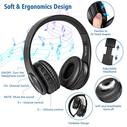 ASTSH Wireless Headphones for TV Watching with 2.4GHz RF Transmitter, Folding Over Ear Headset for Seniors Support Optical RCA AUX, No Delay, 100ft Wireless Range