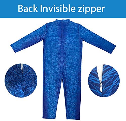 Yakogy Cartoon Costumes for Kids Cosplay Full Bodysuit Jumpsuit with Gloves/Headpiece,S Blue