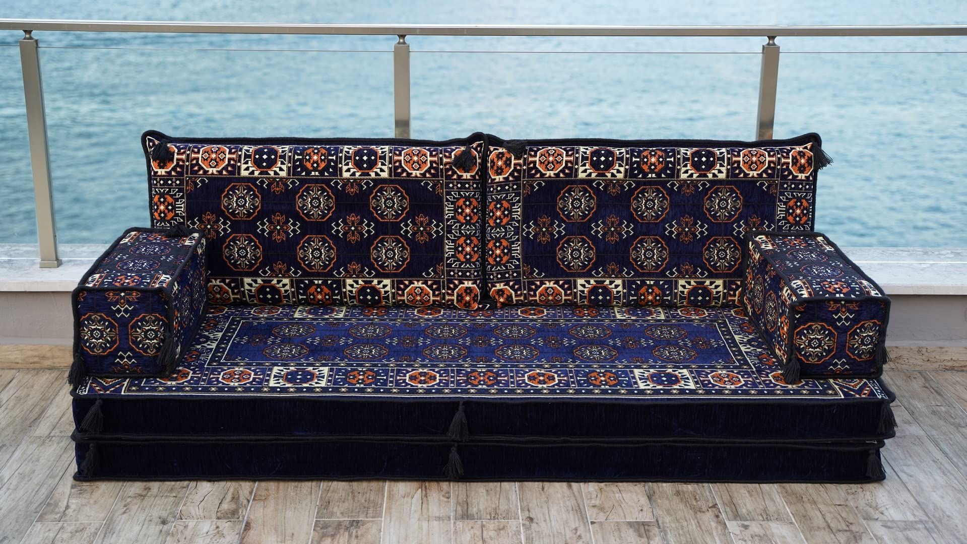 8'' Thickness Navy Blue Arabic Sofa Floor Seating Set, Sofa Bed, Pallet Sofa, Floor Cushions, Sectional Sofa, Arabic Majilis, Ottoman Couch, Arabic Jalsa
