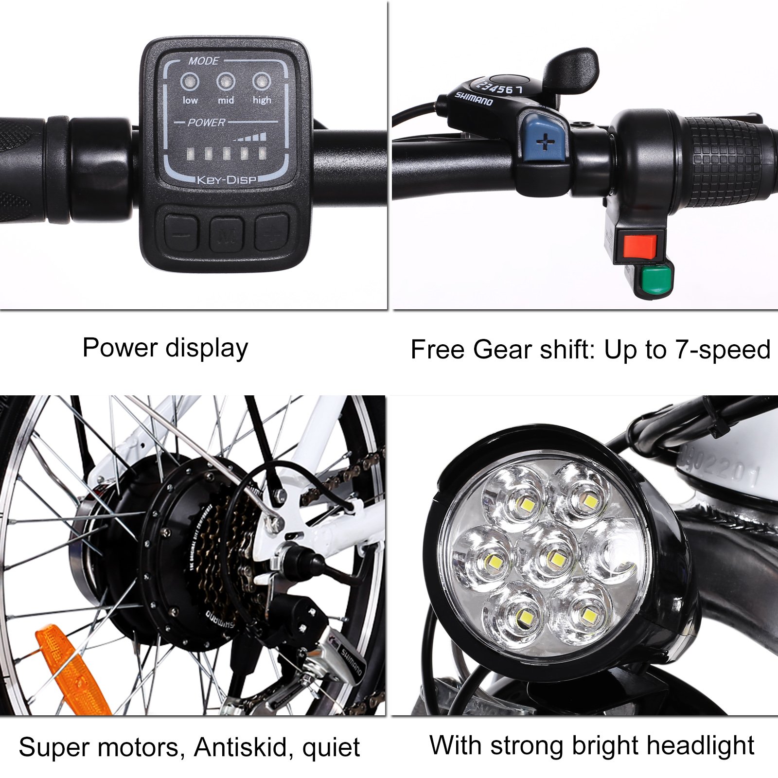 20" Folding Electric Bike with Removable Large Capacity Lithium-Ion Battery (36V 250W), Electric Bicycle 7 Speed Gear and Three Working Modes