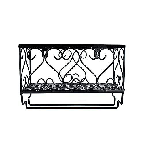 Wine Rack Wall Mounted Iron shelff and Hanging Wine Rack Inverted Wine Cup Rack, Restaurant and Living Room Decorated (9.84inch)