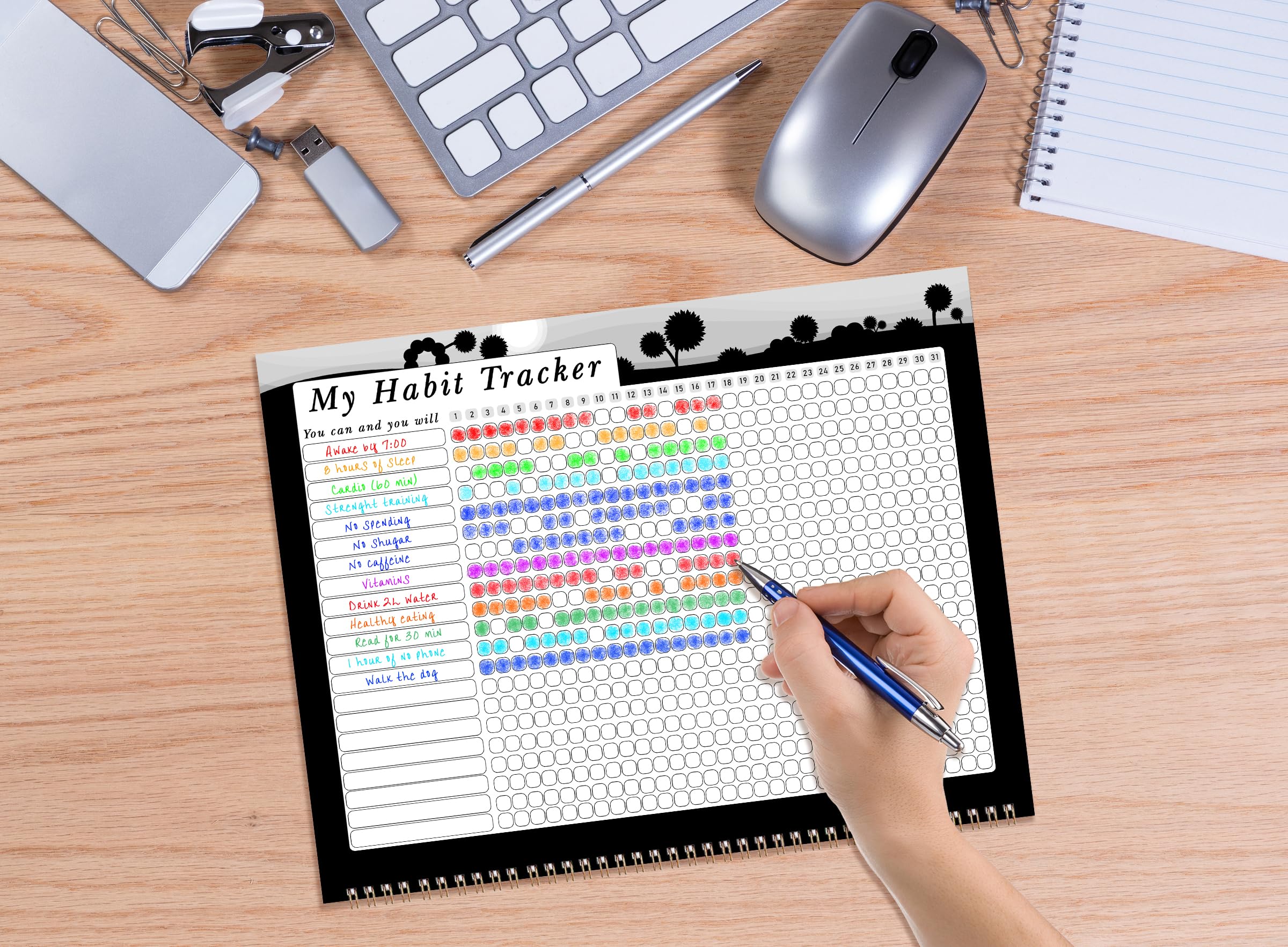 2025 Monthly Desktop/Wall Calendar/Planner - Habit Tracker - Daily, Weekly & Monthly Goal Motivational Habit Tracking Journal Inspirational - (Edition #015)