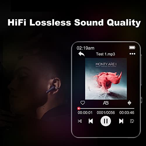 32GB MP3 Player with Bluetooth 5.0, Full Touch Screen MP3 and MP4 Player, Kids MP3 Player Portable Speakers Music Player Support FM Radio Recording Max Support TF Card 128GB(Black)