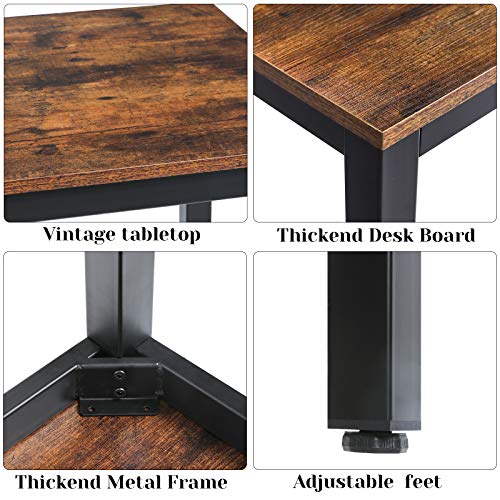 Aibiju Computer Desk 45 Inch Modern Simple Style Laptop PC Desk Study Writing Desk for Home Office Dining Table with Thick Frame & Tabletop, Retro Brown, YD-TMJ016H