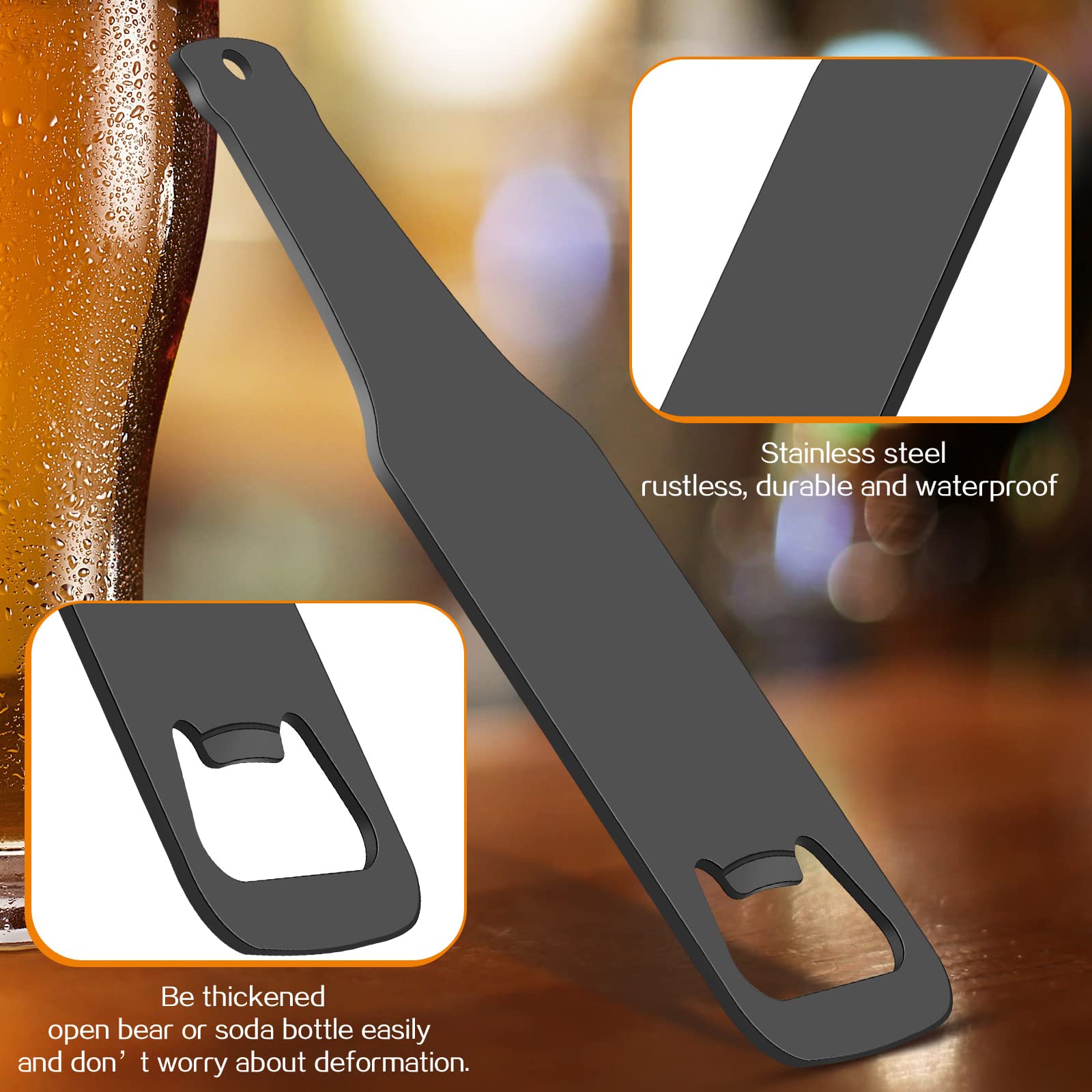30 Pieces Stainless Steel Flat Bottle Opener Groomsmen Wallet Beer Bottle Opener for Kitchen, Bar, Restaurant, Wedding Bridesmaid Favor, Black