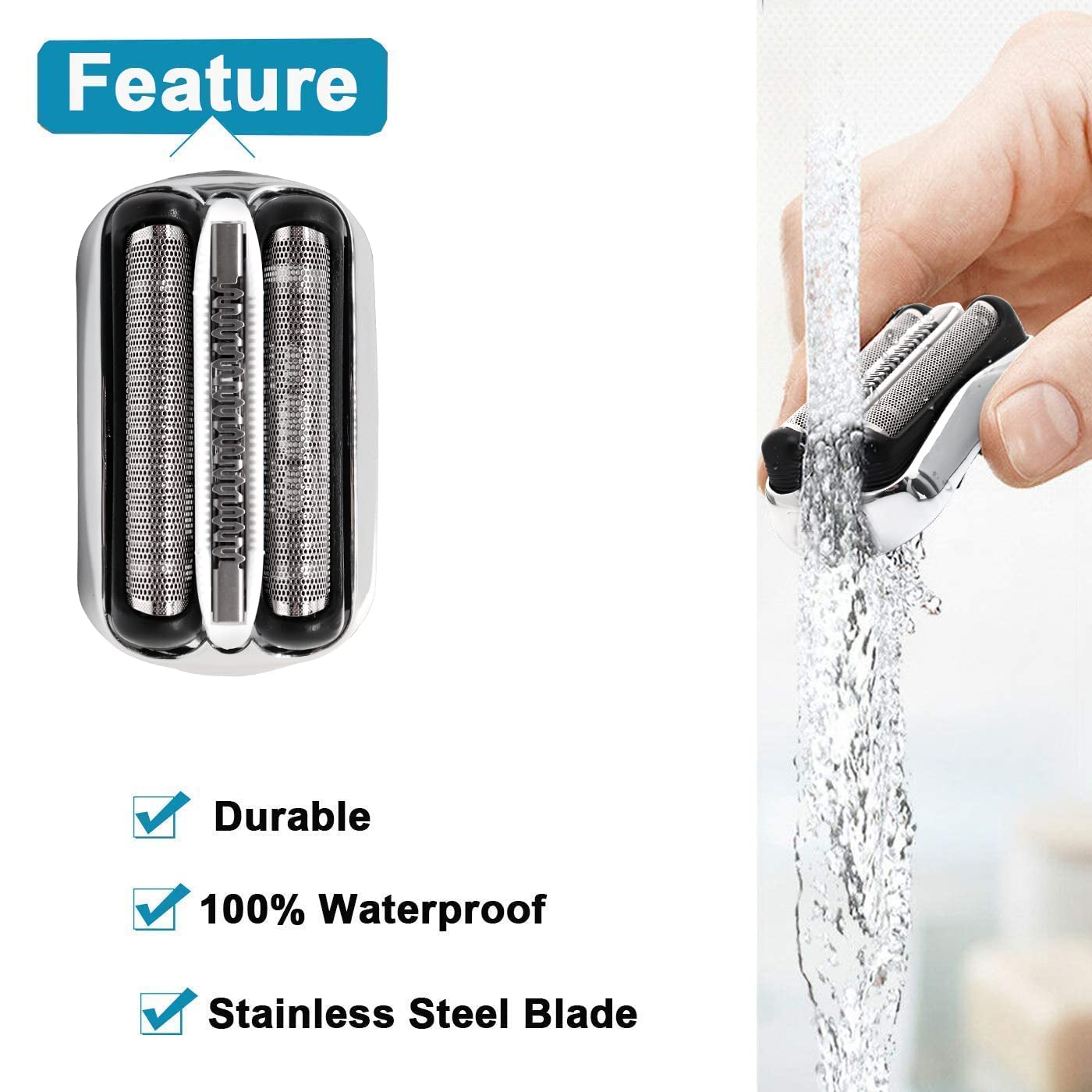 32S Shaver Foil & Cutter Replacement Head Part for Braun, Shaver Razor Blade Cassette Head Compatible with Braun 320 330 340 350CC 370cc-4 390cc-4 3000s 3010s 3040s 3050cc 3070cc