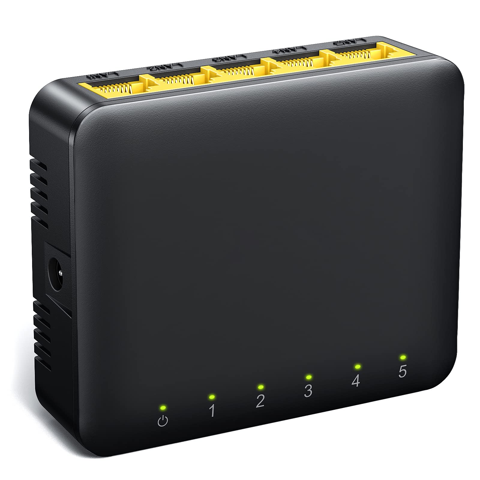 5-Port Gigabit Ethernet Switch, Unmanaged Ethernet Splitter for Office/Home/Dormitory,Home Network Hub, Unshielded Network Switch, Fanless Quiet, Plug and Play, Plastic Case