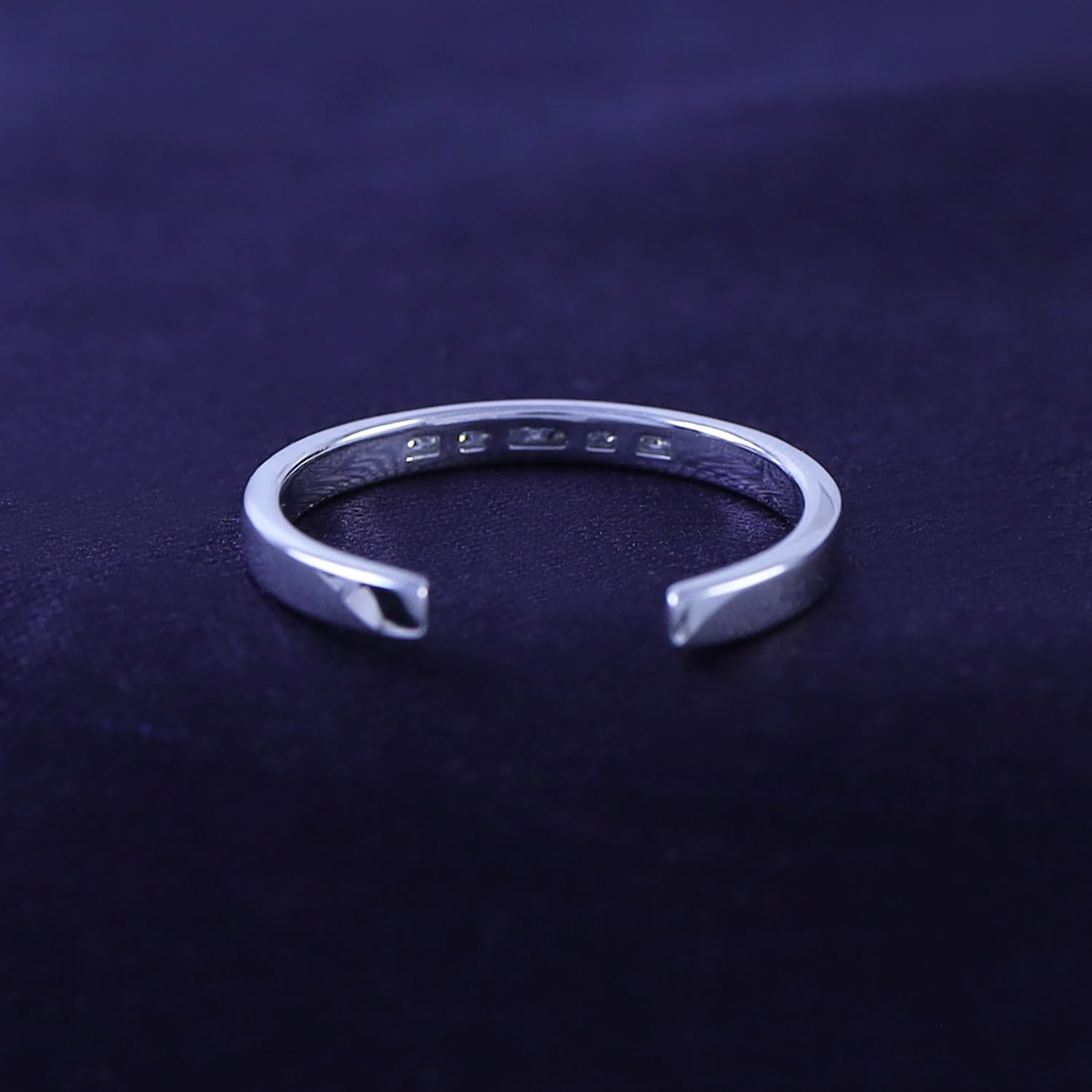 14k White Gold Over Sterling Silver Channel Set Round White Natural Diamond Accent Toe Ring Adjustable