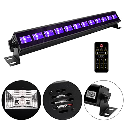 36W 12 Led Black Light Bar, With 360° Adjustable Stand, With Remote Control / 1M Power Cable, Automatic/Voice Control/Strobe/Constant Light