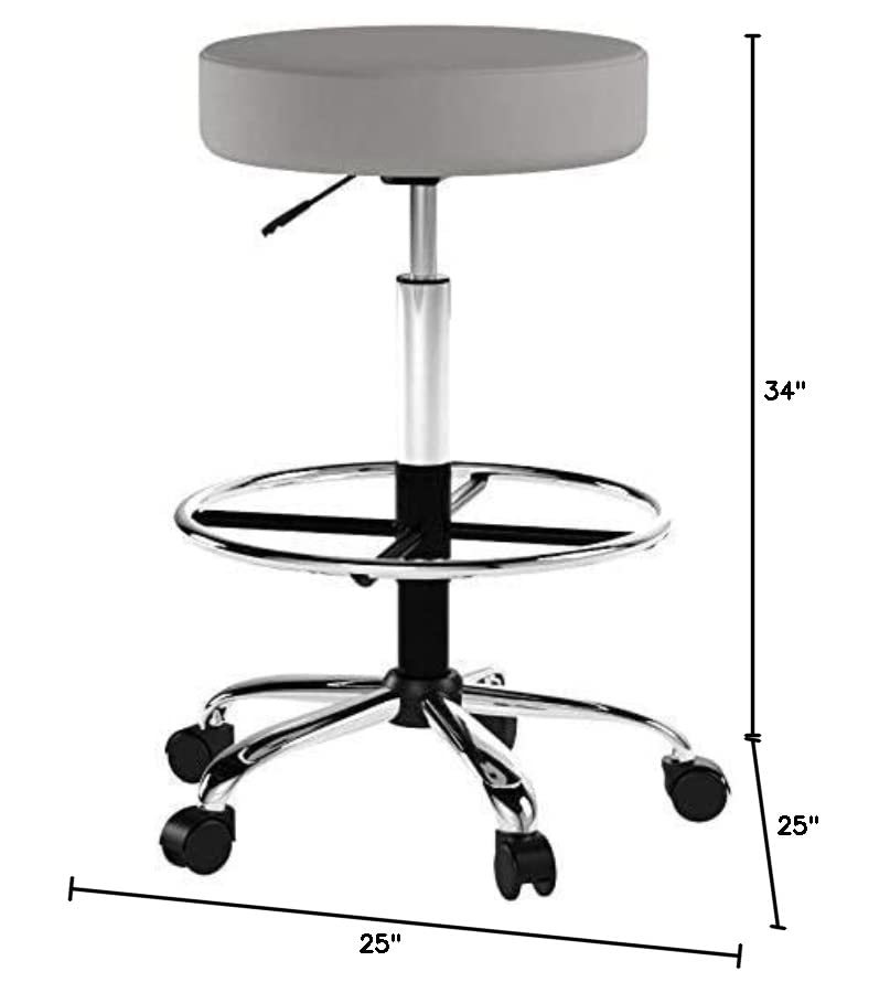 Boss Office Products Adjustable 16" Drafting Stool, Grey