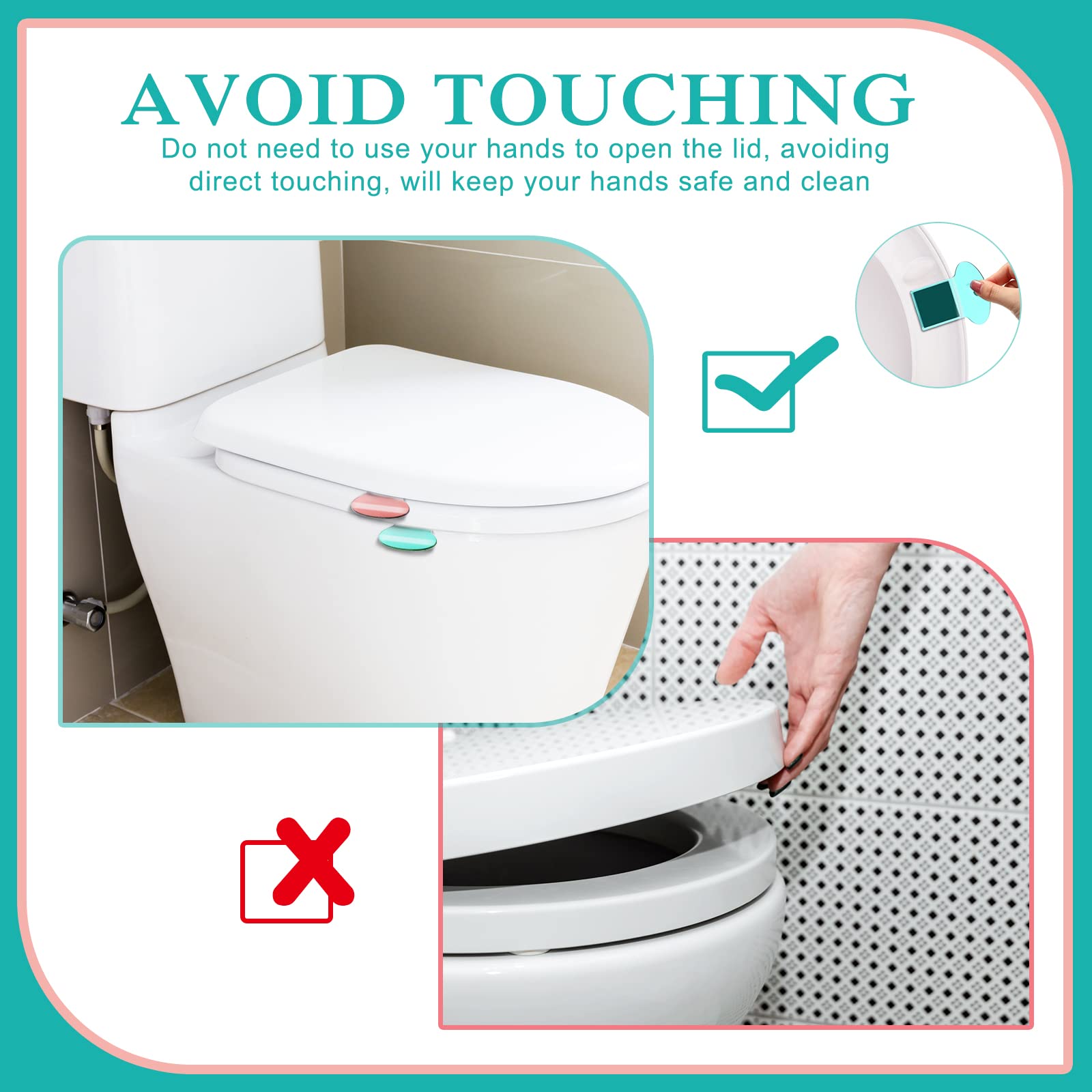 9 Pieces Toilet Seat Lifter Handle Seat Cover Lifter Avoid Touching Toilet Lid Lifter Toilet Seat Lifter Tab Toilet Seat Holder for Bathroom, Home, Travel, Office, Hotel, 3 Colors (Red, Green, White)