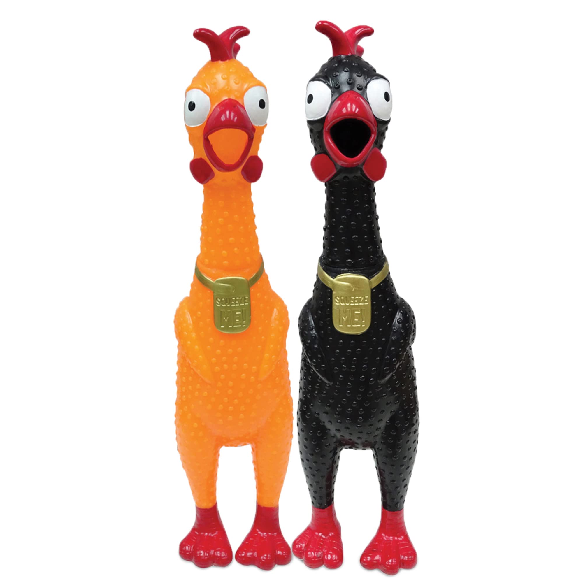 Animolds Tie-Dye Squeeze Me Rubber Chicken Toy | Screaming Rubber Chickens for Kids | Novelty Squeaky Toy Chicken (6 Pack Solid)