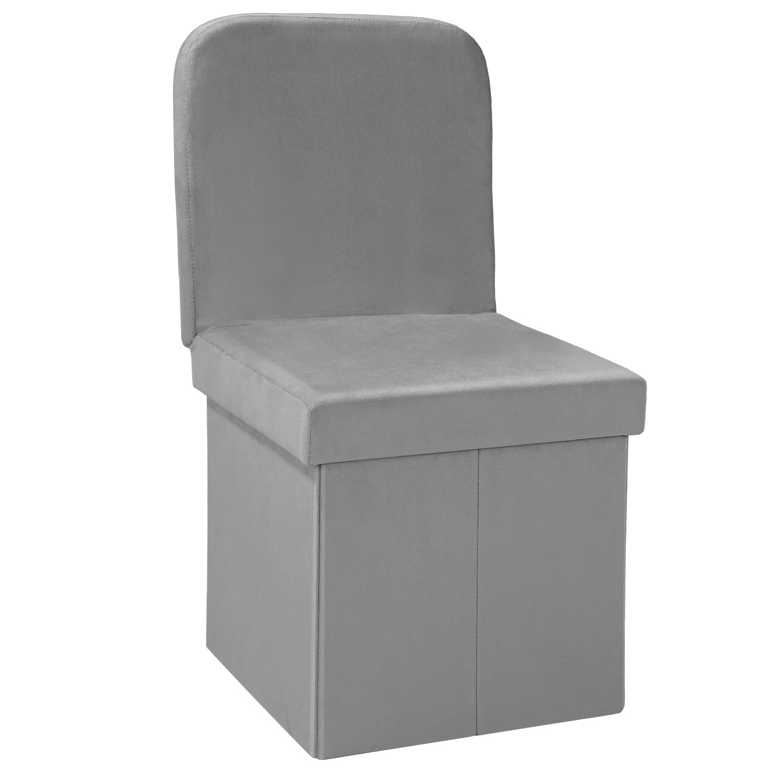 B FSOBEIIALEO Velvet Storage Ottoman with Seat Back, Footstool Shoes Bench Folding Chair, Room Organizer Cube Box (Teal, Large)