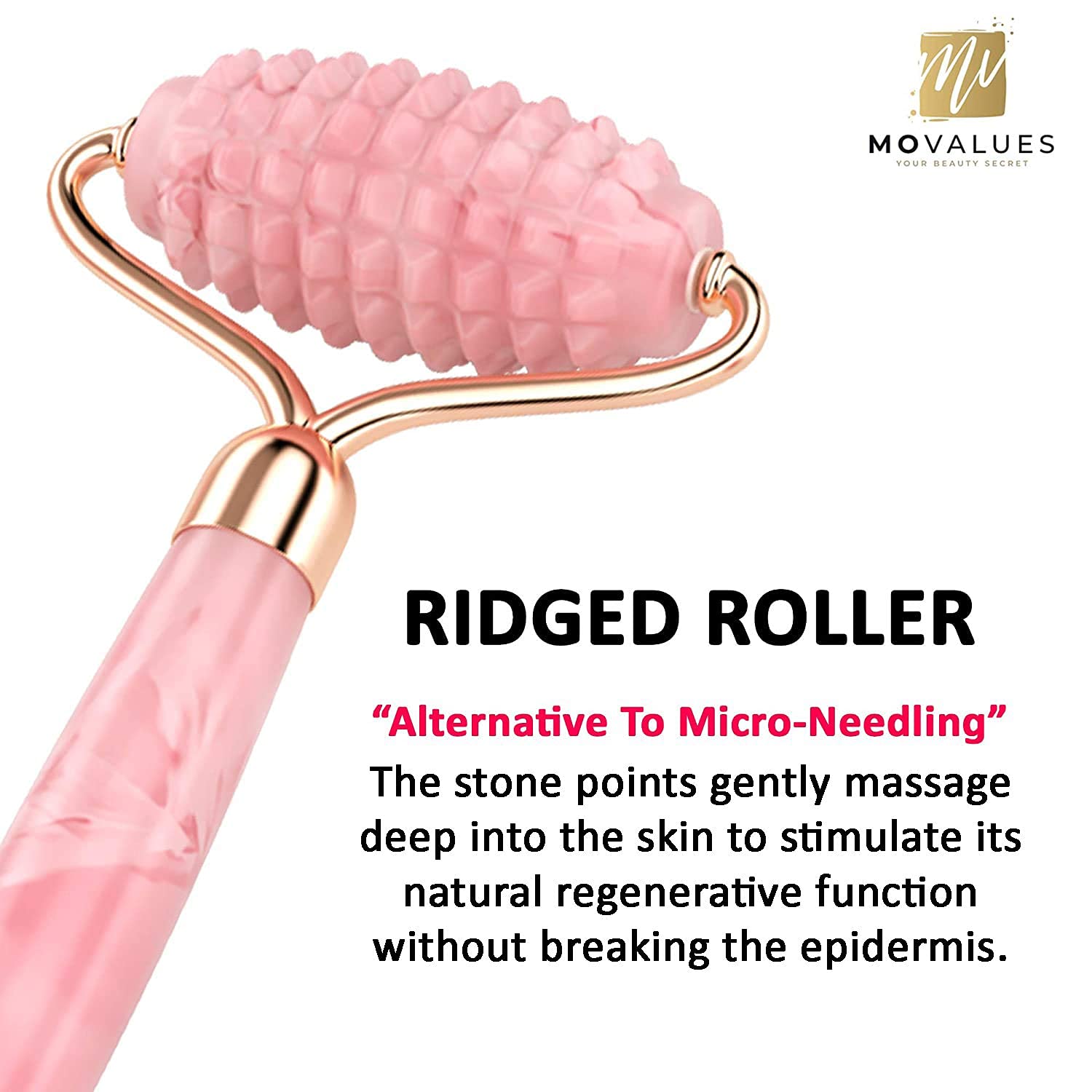 Rose Quartz Roller with Gua Sha, Mini Eye Roller set - Jade Roller for Face - Face Roller 100% Natural Authentic Crystal - Face Massager, Facial Roller for Skin Care, Eyes, Neck - Tones, Firms, Depuff