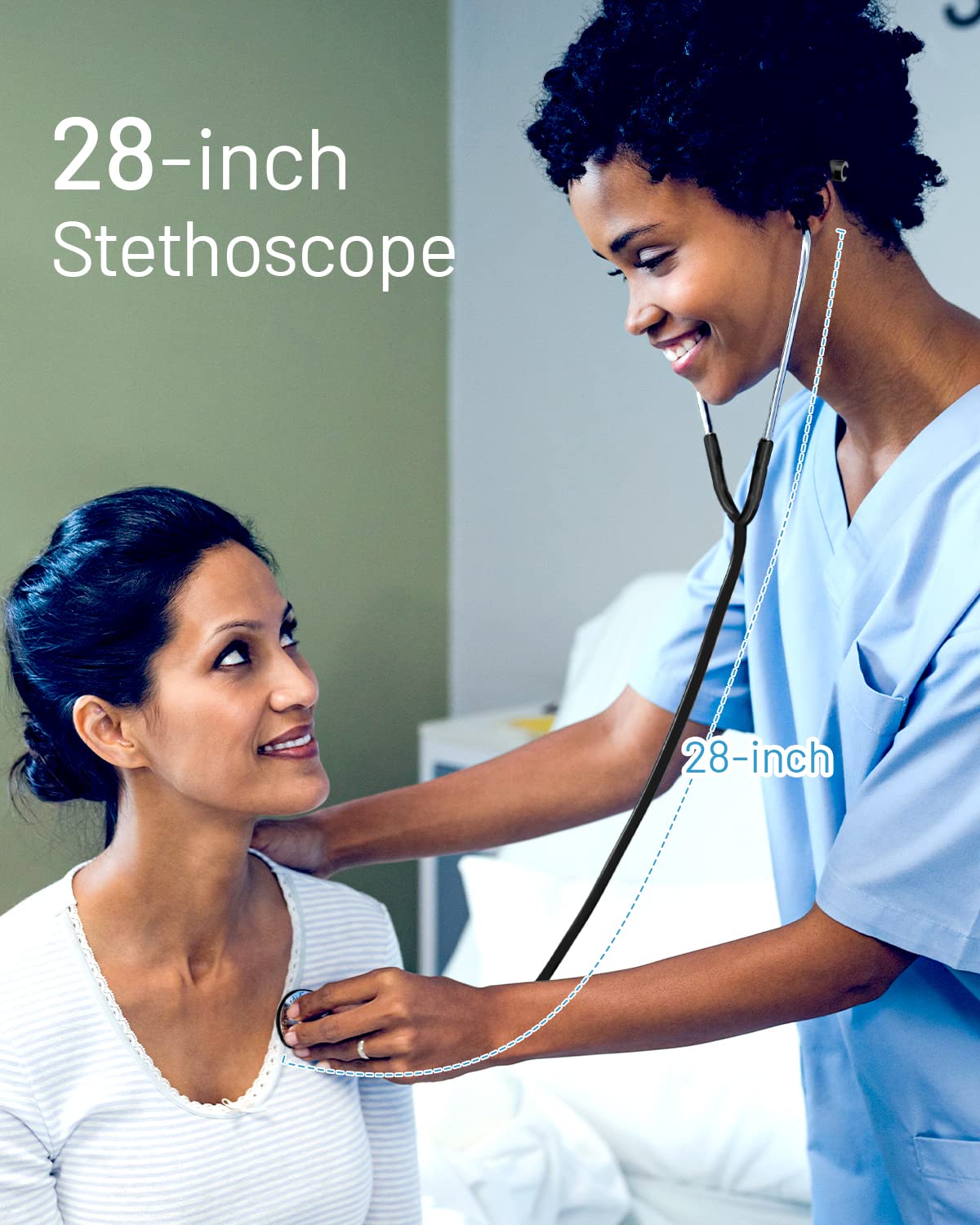 FriCARE Dual Head Stethoscope - Stethoscopes for Nurses, Medical Nursing Students, Paramedics/EMT/LVN/VNA Backup - FSA/HSA Eligible Estetoscopio, Smooth Black Tube, Stainless Steel Chestpiece
